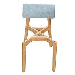 WoodShine Mid Century Modern Dining Chair Sets, Solid Rubber Wood Chairs(2 pcs) with Back & Seat Cushion Fabric, Natural