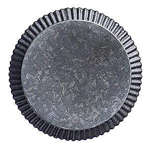 Cabilock Cutlery Tray Galvanized Serving Tray Round Farmhouse Rustic Serving Platter Fruit Food Breakfast Coffee Cupcake Dinner Tray for Kitchen Dining Room Jewlery Tray