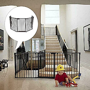 EPIKOIB 200" Wide Baby Gate Metal Safety Playpen - Fireplace Fence for Kids/Pet/Toddler/Dog/Cat, 8-Panel