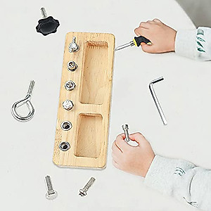 14 Pcs Kids Montessori Screwdriver Board Set, Wooden Screw Driver Activities Tools Montessori Toys for 3 4 5 Year Old, Basic Skills Educational Sensory Learning Toy for Kids Toddlers Preschool