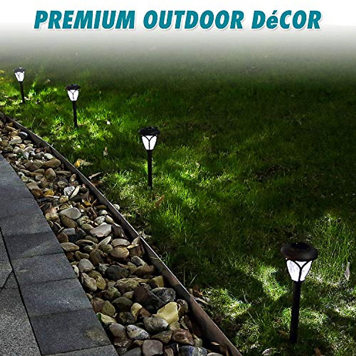 HECARIM Solar Lights Outdoor, 10 Pack Solar Pathway Lights, Solar Powered Garden Lights, Waterproof LED Solar Landscape Lights for Walkway, Pathway, Lawn, Yard and Driveway…