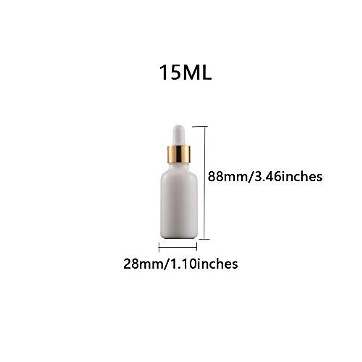 12PCS White Porcelain Essential Oil Dropper Bottle,Empty Refillable Squeezable Dropper Bottles Container Jars with Gold Aluminum Cap Eye Liquid Dropper with Glass Pipette (15ml)