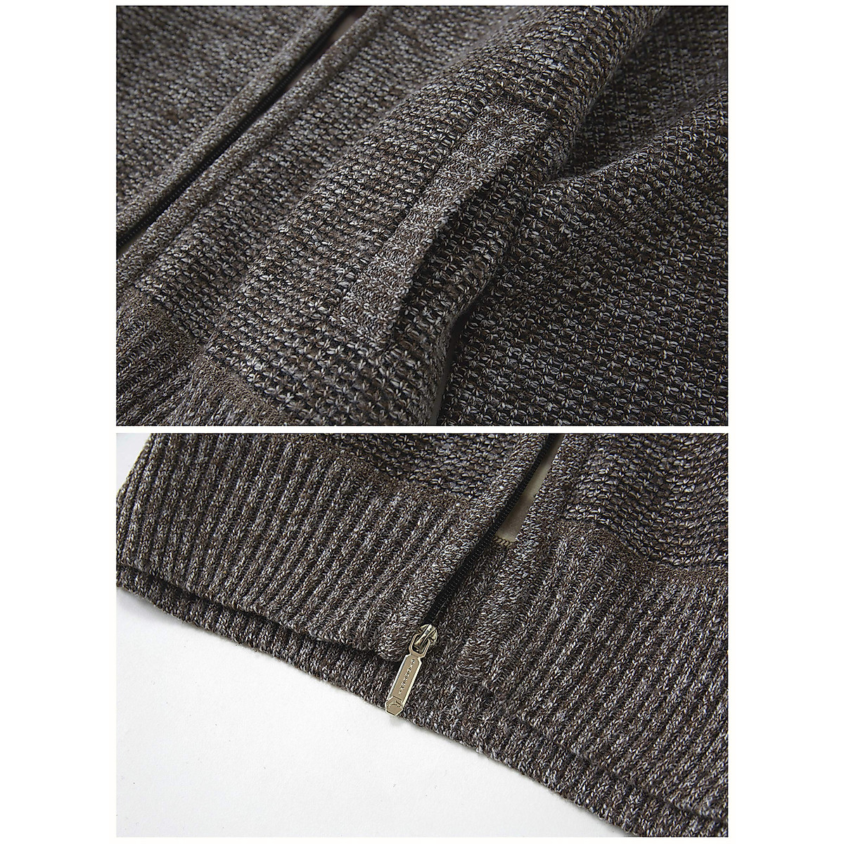 Gioberti Boy's Knitted Full Zip Cardigan Sweater with Soft Brushed Flannel Lining, Melange Coffee, Size 5