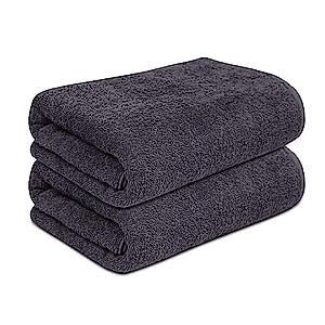 Brooklyn Linen Beach Towel Set | 45x75 Inches Pack of 2 | Oversized & Lightweight | Highly Absorbent & Quick Dry | Large Thick Bath Sheets | Premium Quality Towel | Charcoal Grey