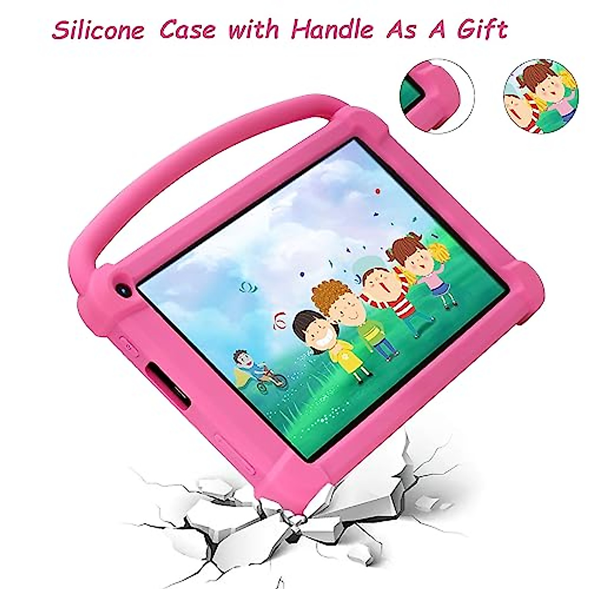 Kids Tablet 7 inch, Android Tablet for Kids, 16GB ROM, Support 128GB Expand, with Parental Control, Google Certified Toddler Tablet, WiFi, Bluetooth, Dual Camera Tablet with Silicone Case