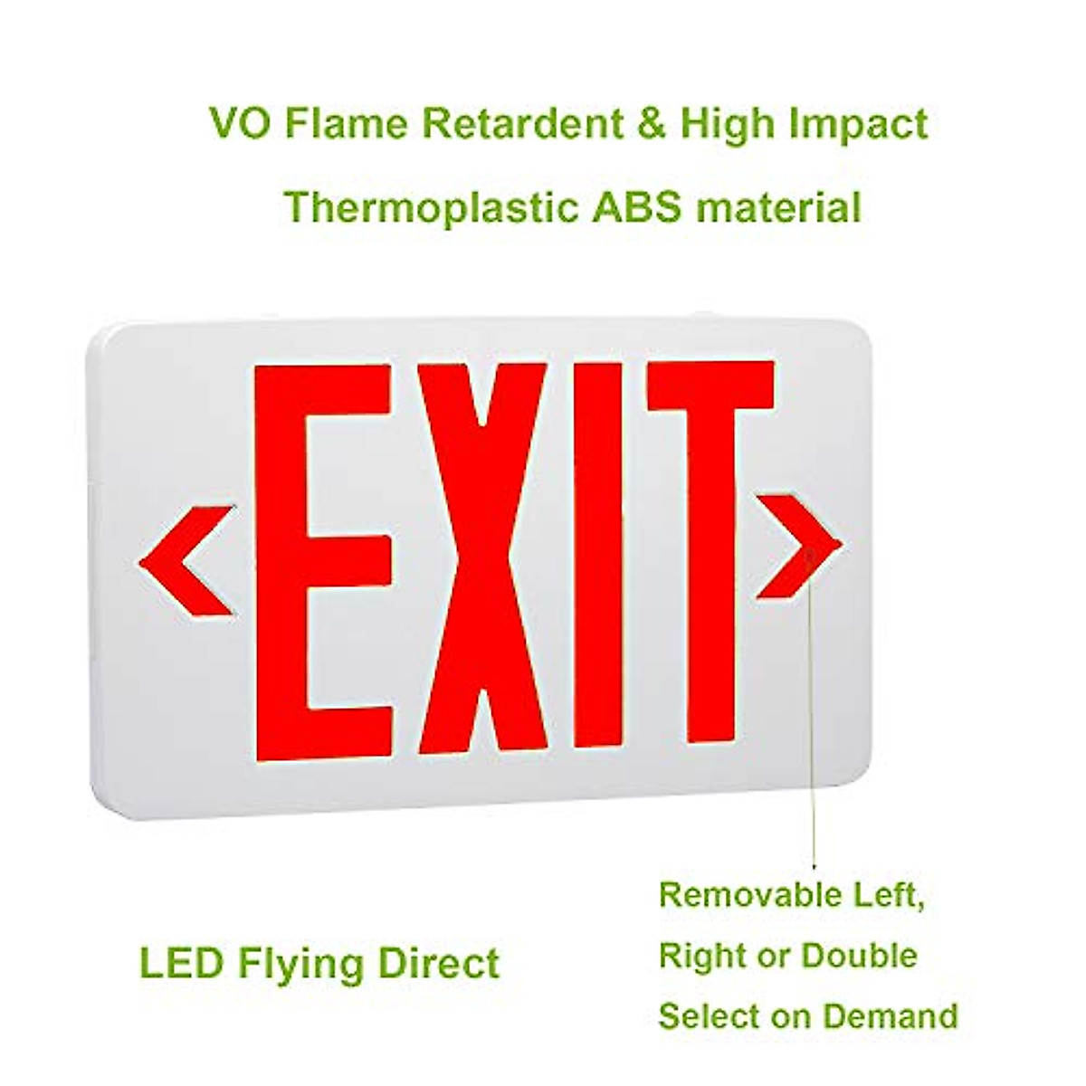 LED Exit Sign, Emergency Exit Light with Battery Backup, Double Face, UL 924, AC 120/277V, Damp Location, Hardwired Red Letter Exit Lights for Business Commercial