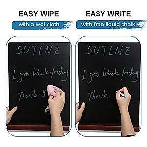 11.7x16.5 Inch Tabletop Chalkboard with Wood Base, Menu Chalkboard Stand, Message Board, Bar and Special Event Decorations, Hanging Double-Sided Chalkboard Sign for DIY Home Decoration-Walnut