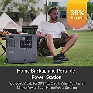 Mango Power E Home Backup & Portable Power Station, 3.5kWh Capacity & 3kW AC Output, CATL LFP Battery with 10-year Warranty, Fast Charging in 1.5 Hours, For Emergency/RV/Off-Grid, 30% IRS Tax Credit