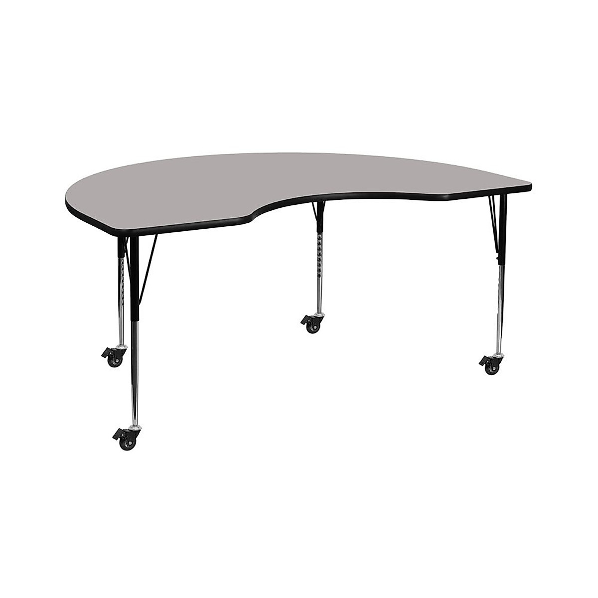 Flash Furniture Mobile 48''W x 72''L Kidney Grey HP Laminate Activity Table - Standard Height Adjustable Legs
