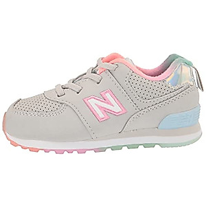 New Balance Kid's 574 V1 Bungee Sneaker, Summer Fog/Lemon Haze/Uv Glo, 9 Toddler