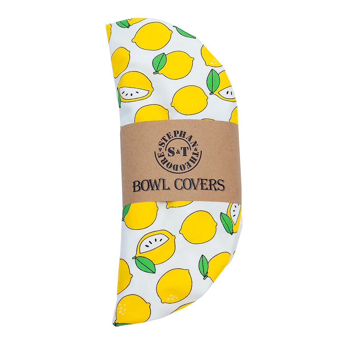 Handmade Reusable Cotton Fabric Bowl Covers - Two Layers of Fabric (Set of 3, Lemon)