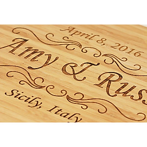 DA VINCI Personalized Custom Natural Bamboo Cutting Board for Wedding, Engagement, House Warming Gift. Your Text or Message Laser Engraved on the Board (12x16 Inch)