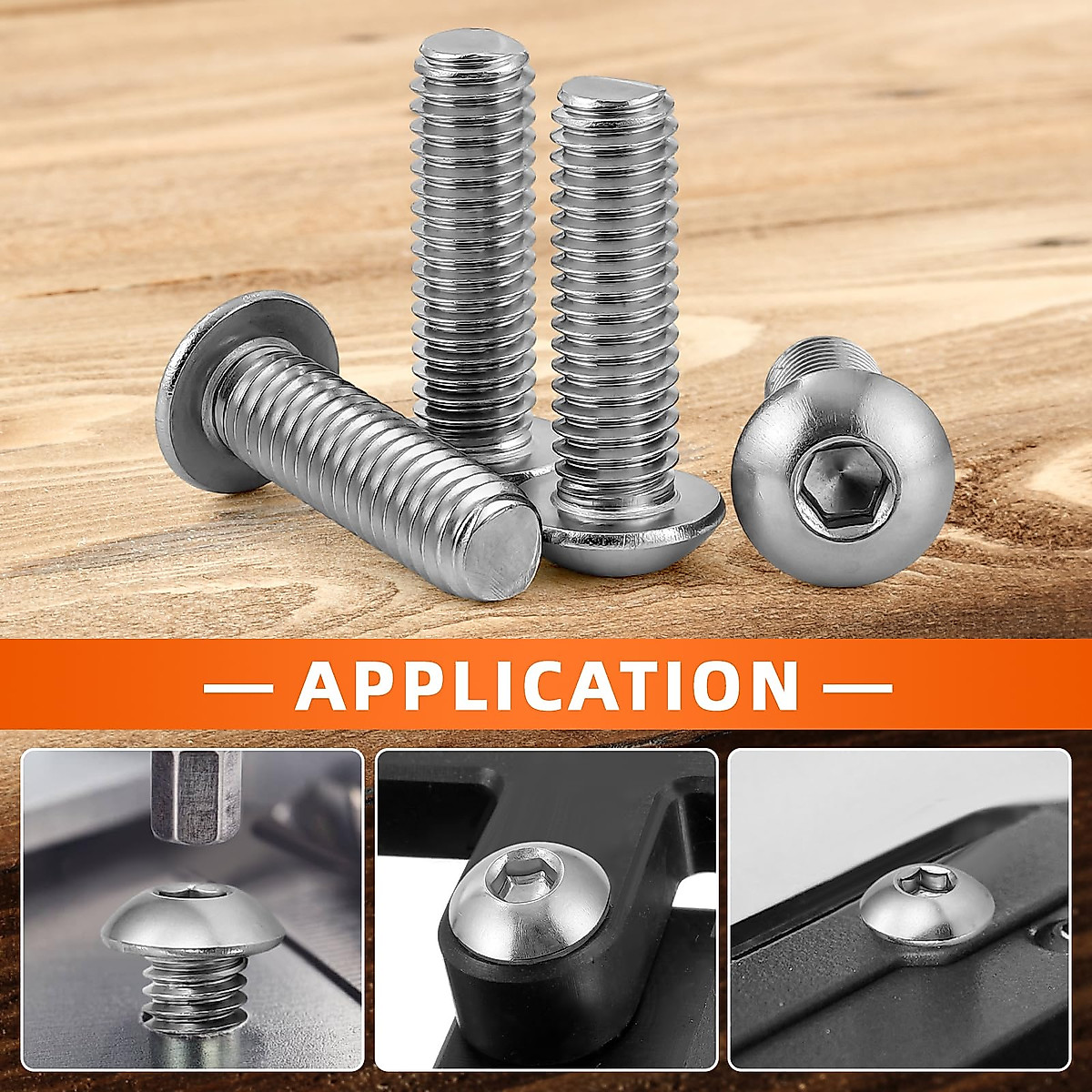 M8-1.25 x 20mm Button Head Socket Cap Screws Bolts, Stainless Steel 18-8 (304), Full Thread, Bright Finish, Quantity 25