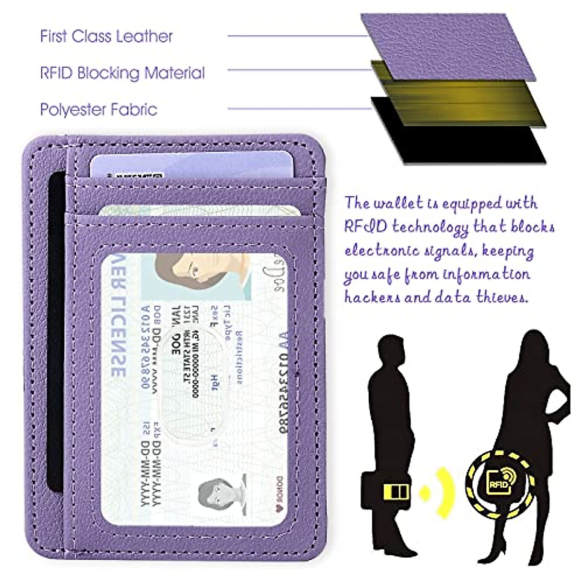 Giantree RFID Blocking Credit Card Case Holder, Slim Credit Card Sleeves ID Case Leather Wallet Coin Identity Credit Card Holder for Women Men(Purple)