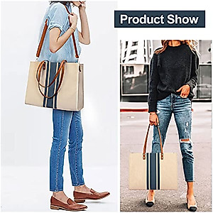 Laptop Tote Bag for Women, Fits 15.6 Inch Laptop Bag, Large Canvas Work Tote Bags for Women, Computer Briefcase Shoulder Bag, Casual Beach Bag, Ideal for Travel/Daily Use/Birthday Gift