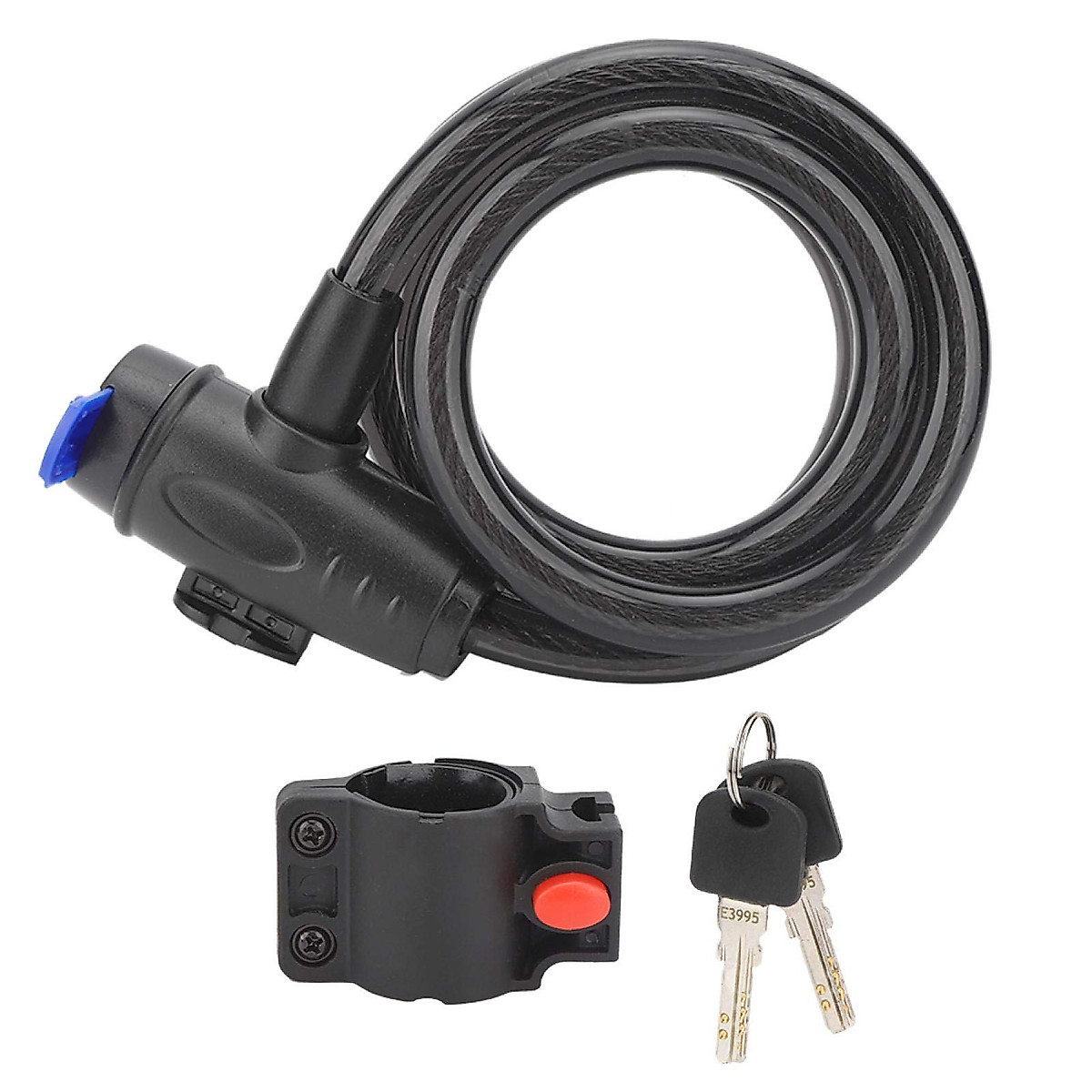 Combination Bike Lock 1.2M Resettable Basic Bike Cable Locks with 2Keys and Mounting Bracket Rack