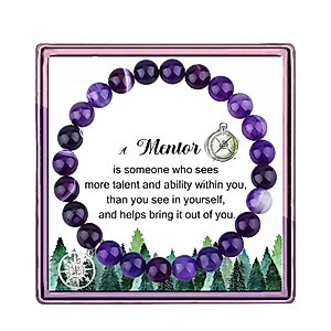 ARHTF Mentor Gift Mentor Bracelet with Compass Charm Mentor Appreciation Gifts for Internship Mentor Leader Boss Coworker Leaving Gifts (Purple Mentor)