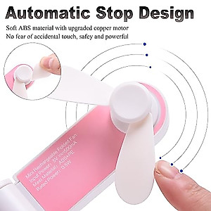 Supabear Personal Handheld Fan, Mini Portable Pocket Fan, Little Folding Fans USB Rechargeable for Woman Girls Makeup Outdoor Travel, Powerful Wind (Pink)