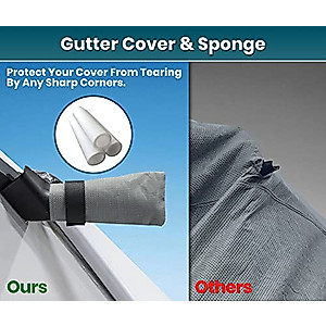 Toy Hauler 27'-30' Travel Trailer RV Cover, UV Protection Camper Covers 8 Layers Top Waterproof Windproof Moving Trailer Motorhome Cover Universial Fit with 6 Gutter Spout Covers 1 Storage Bag