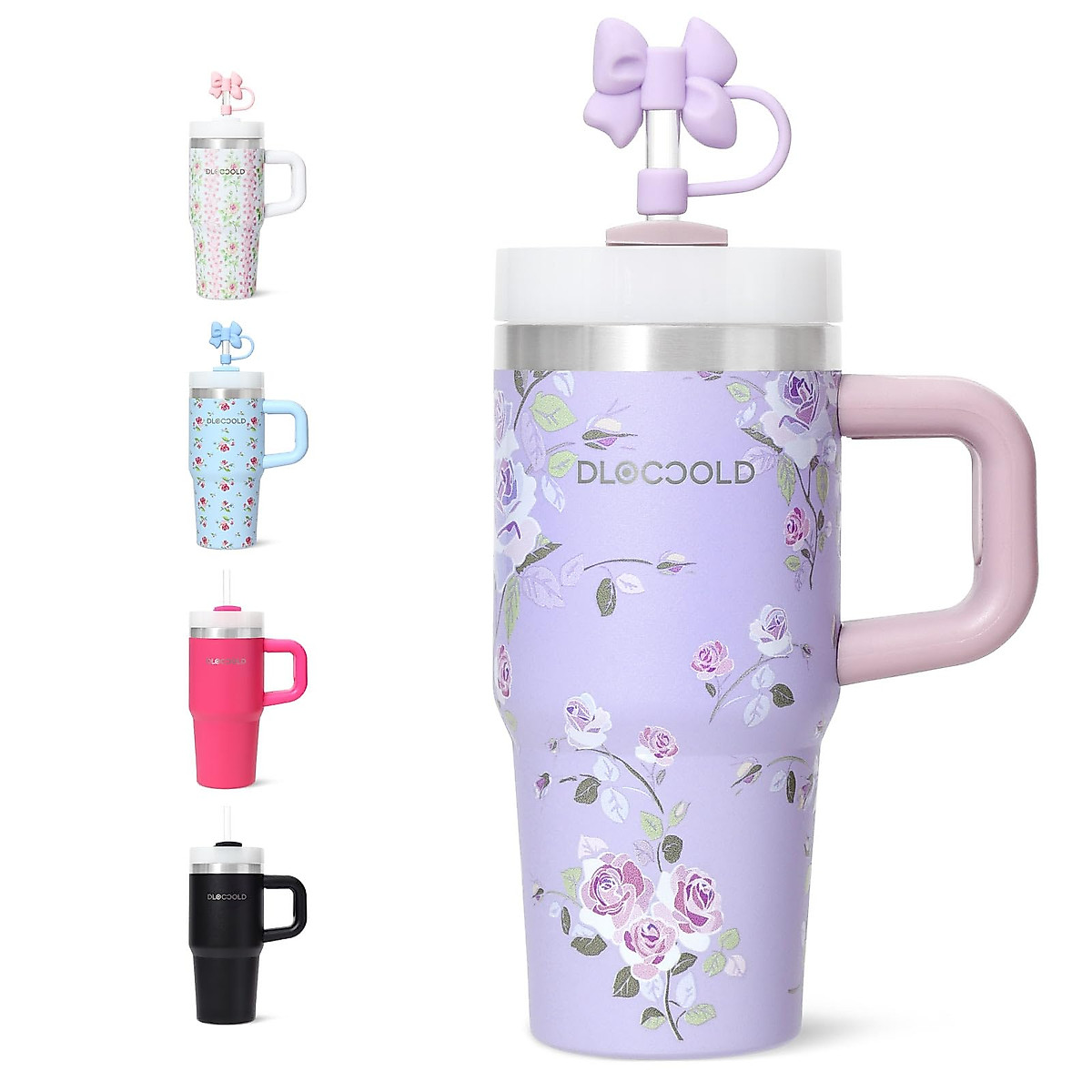 DLOCCOLD 16 oz Stainless Steel Tumbler with Lid and Straw, Double Wall Vacuum Insulated Travel Tumbler with Straw Cover Cap, Cupholder Friendly, Leak Resistant, Reusable Travel Coffee Mug