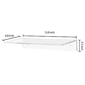 MyGift 12 Inch Clear Acrylic Floating Shelves for Wall Mounted Display Shelf, Set of 2