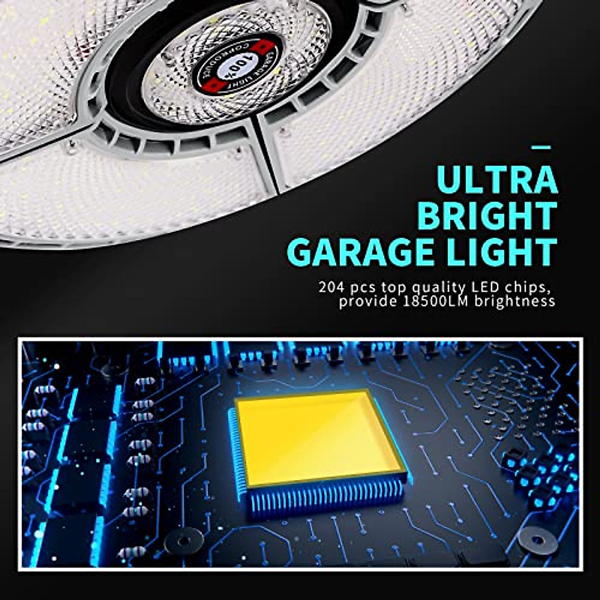 Westontech LED Garage Light, 140W 18500LM Super Bright Deformable Garage Ceiling Light, 6500K CRI80+ Luminabulb, Fixture for Garage Warehouse Shop Basement (White)