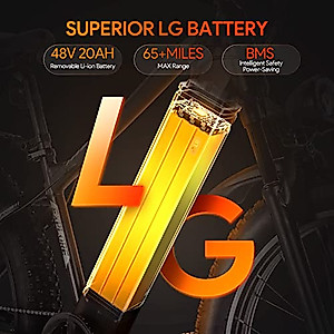 Osoeri 26&#039;&#039; x 4&#039;&#039; Fat Tire Electric Bike for Adults, 65Miles Range 48V 20Ah LG Cells Battery Ebike, 750W Brushless Motor 28MPH Shimano 7-Speed Electric Bicycle, Lockable Suspension Fork, Black