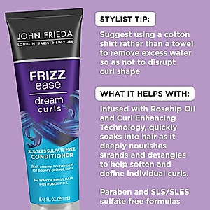 John Frieda Anti Frizz, Frizz Ease Dream Curls Curly Hair Conditioner, SLS/SLES Sulfate-Free, for Natural Curly Hair, 8.45 Fl Oz, 2 Pack