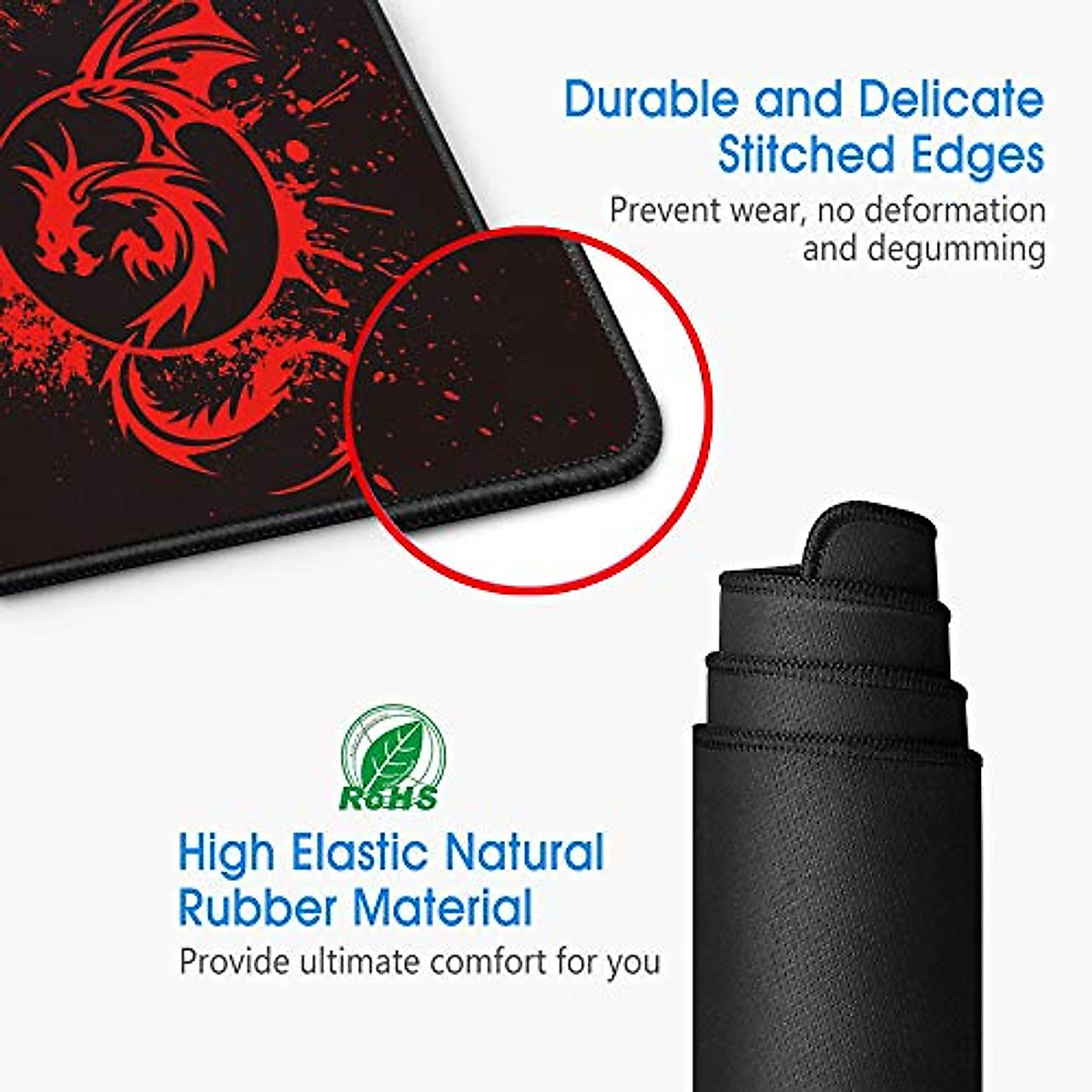 Large Mouse Pad Gaming Mouse Pad Fly Dragon Mouse Pad Gamer Office Computer Mouse Mat (A-Red)