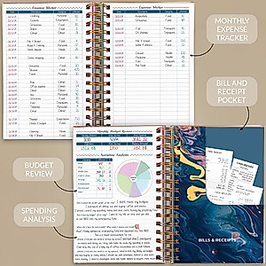 GoGirl Budget Planner & Monthly Bill Organizer – Monthly Financial Book with Pockets. Expense Tracker Notebook Journal, Compact (Seashell)