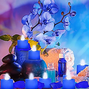 600 Pieces Artificial Rose Petals with 12 Pieces LED Tea Lights Candle Romantic Flickering Candle for Romantic Night Valentine's Day Anniversary Wedding Honeymoon (Blue Light)