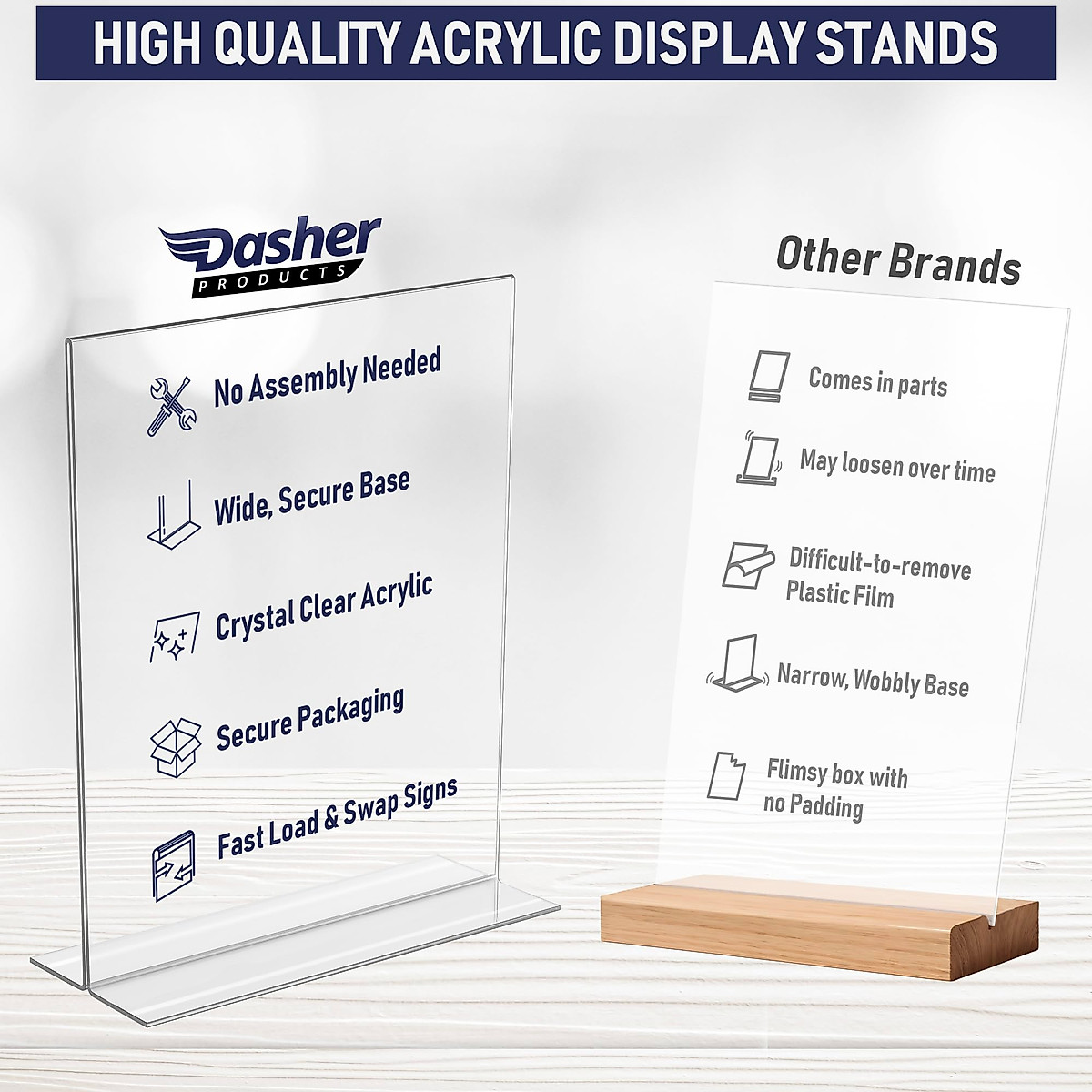 Acrylic Sign Holder 8.5 x 11 - T-Shape Double Sided Acrylic Table Signs Stand with Wide Base, Plastic Sign Holder for Table Top Signs and Acrylic Table Signs, Menu Holder, Paper Display Stand (6 Pack)