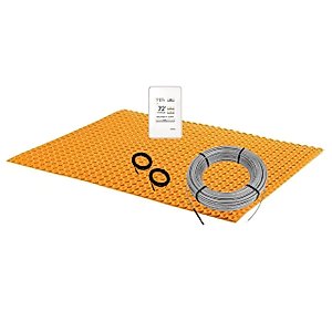 Schluter Systems Ditra Heat Flooring Installation Kit : Touchscreen Programmable Thermostat, Heated Cable 120V 64 Sq Ft, Underlayment Uncoupling Membrane 92.4 (11x 8.4 Mat), DHEKRT_120V_ 64SF
