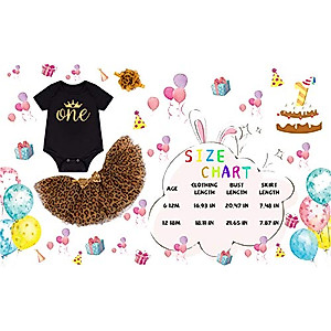 LATOBREATH Baby Girl One Year Old First Birthday Romper Outfits Set Leopard Tutu Skirt Set Party Dress Clothes(12-18 Months)