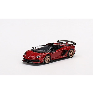 True Scale Miniatures Model Car Compatible with Lamborghini Aventador SVJ Roadster (RHD) (Rosso Efestos) Limited Edition 1/64 Diecast Model Car MGT00506