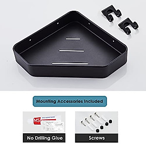 Veefos Corner Shower Caddy with Razor Holders, Shower Organizer Corner Shower Shelf Bathroom Shelf Storage Rack Floating Shelf, Space Aluminum(1 Pack, Black)