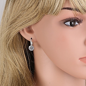 GULICX Silver Tone White Cubic Zirconia Round Jewellery Hoop Lever Back Huggie Earrings