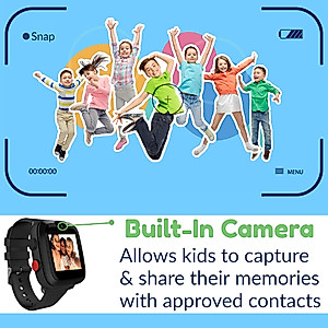Emojikidz Kids Smartwatch with SIM Card - Ages 4-12 Years for Boys & Girls - GPS Tracking Locator SOS Alarm Remote Monitoring 2-Way Face to Face Call Voice & Video Camera Worldwide Coverage - Black