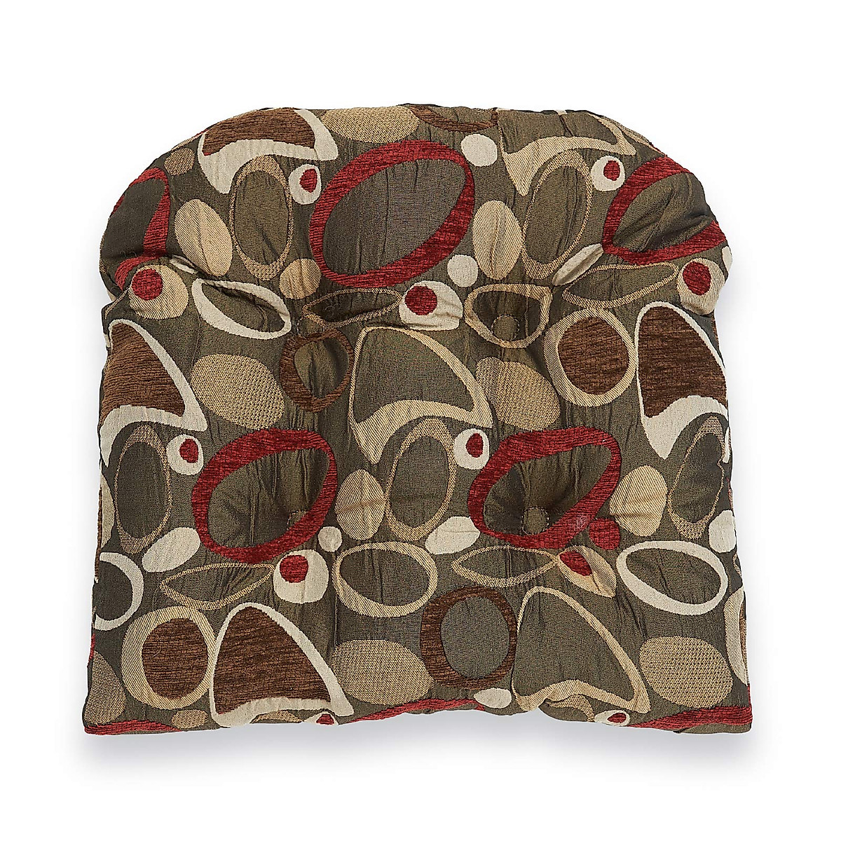 Klear Vu Gripper Overstuffed Universal Non-Slip Dining Chair Cushions for Kitchen Decor or Office Use, U-Shaped Skid-Proof Seat Pad, 17x17 Inches, 2 Count (Pack of 1), Brown