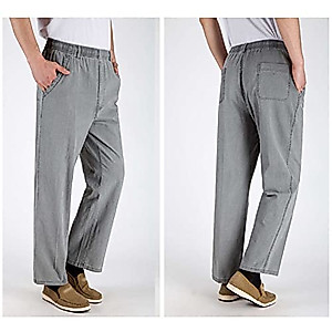 Maiyifu-GJ Linen Lightweight Pants for Men Casual Elastic Waist Loose Fit Pant Summer Beach Yoga Comfort Long Trousers (Dark Grey,XX-Large)