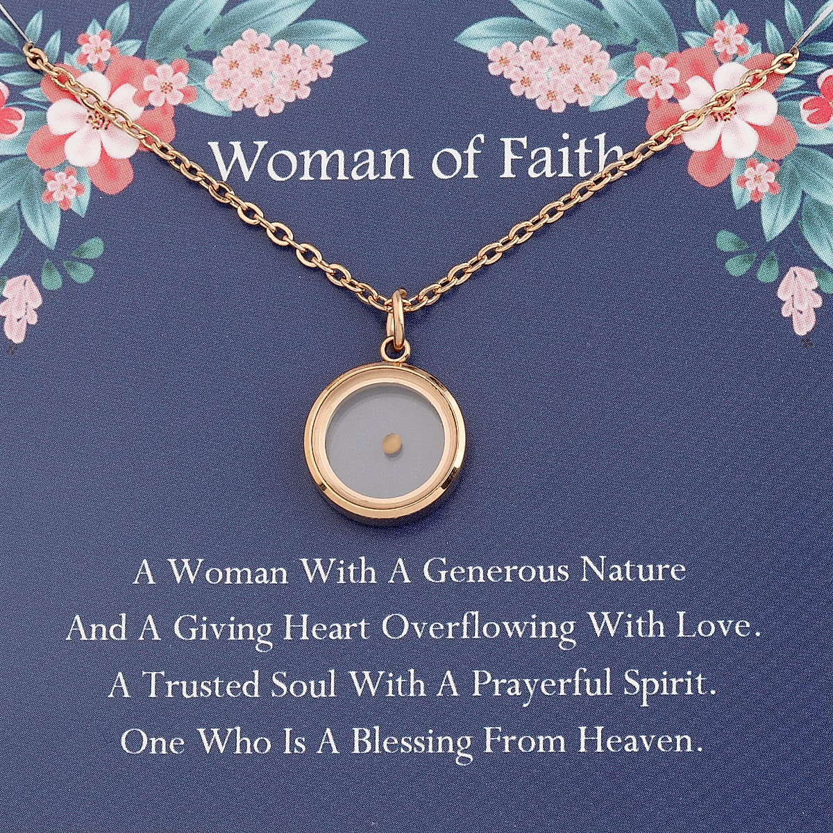 KUIYAI Woman Of Faith Necklace Christmas Gift Mustard Seed Necklace Gift for Religious Woman Meaning Card Gift (womanseedRG)