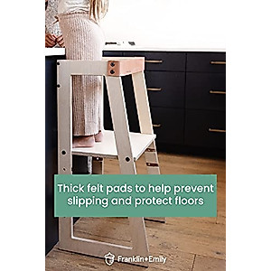 Franklin + Emily Wooden Toddler Tower and Step Stool (Toddler Step Stool with Leather Strap, Kitchen Helper Tower, Kitchen Tower, Safety Stool, Kid Step Stool, Activity Tower, Montessori Tower)