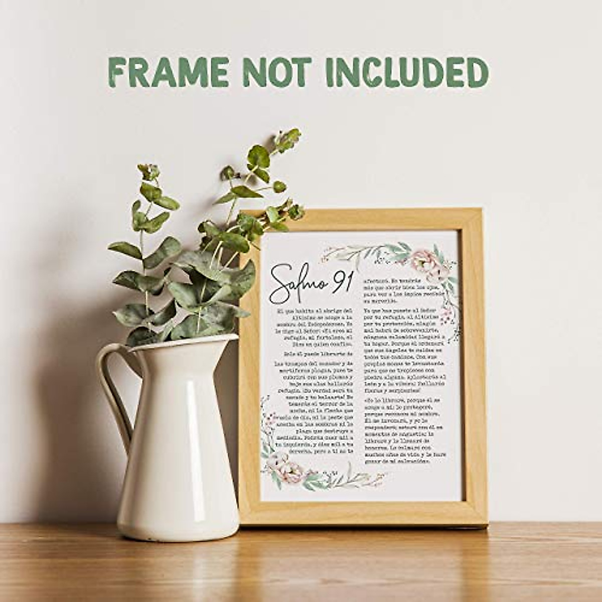 Salmo 91 En Espanol Wall Decor - Psalm 91 Cuadro - Christian Wall Decor In Spanish - 8x10 - Unframed