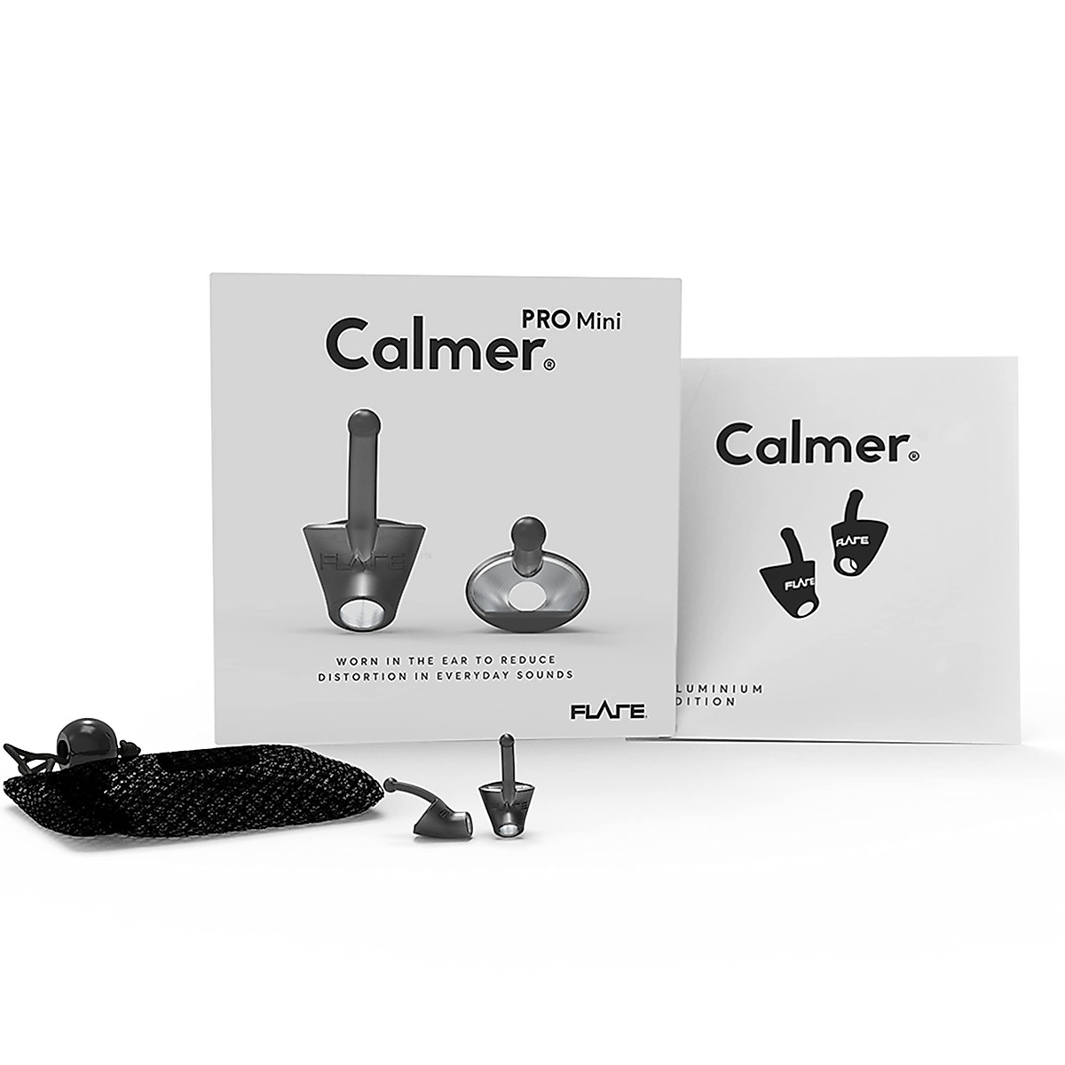 Flare Calmer Pro Mini – Ear Plugs Alternative – Reduce Annoying Noises Without Blocking Sound – Premium Version - Soft Reusable Silicone with Aluminum Core - Black Ice