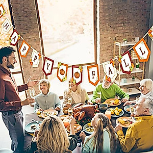 Happy Fall Banner Set for Autumn Party Decoration Fall Harvest Celebration Decor Thanksgiving Hanging Garland for Birthday Baby Shower Wedding Party Supplies