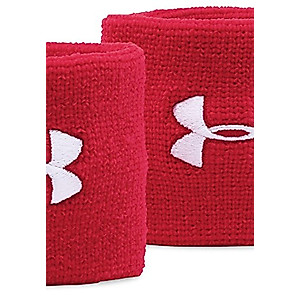 Under Armour Men's 3-inch Performance Wristband 2-Pack , Red (600)/White, One Size Fits All