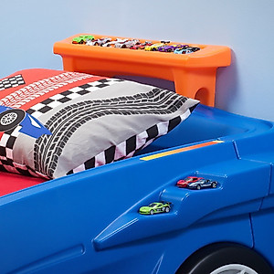 Step2 733538854691 Hot Wheels Toddler to Twin Bed with Lights Vehicle, Blue, Red, Orange