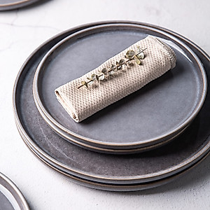 AmorArc Dinner Plates Set of 6, 10.5 Inch Reactive Glaze Ceramic Plates Set, Microwave, Dishwasher Safe, Scratch Resistant, Modern Large Dinnerware Dishes Set Kitchen Stoneware Plates