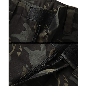 OCANXUE Men's Tactical Pants Camo Cargo Pants Ripstop Work Hiking Pants with 10 Pockets No Belt Size 38