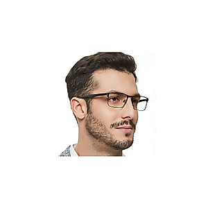 OCCI CHIARI Fashion Blue Light Blocking Glasses for Men Metal Frame Eyeglasses Men's Computer Glasses Optical Eyewear Frame Clear Lense Spring Hinge(Black)